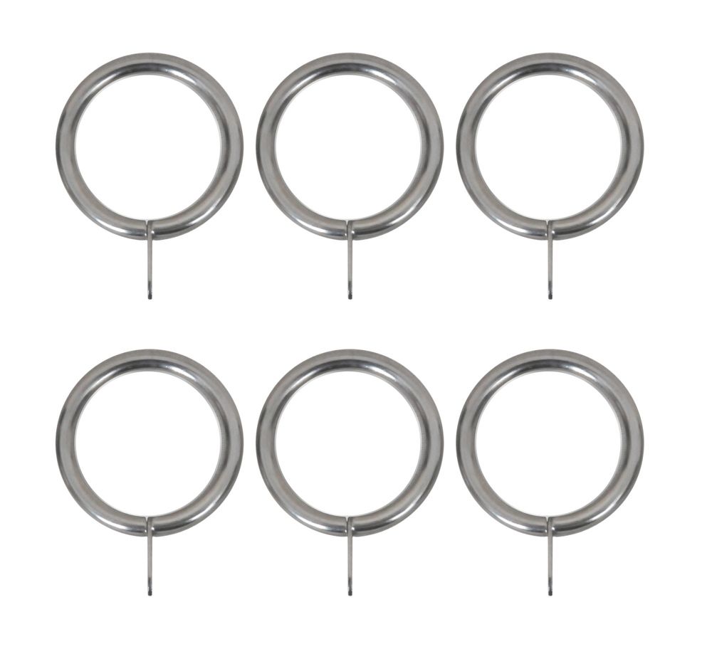 Renaissance Brushed Nickel Metal Curtain Rings 19mm 6 Pack - Screwfix