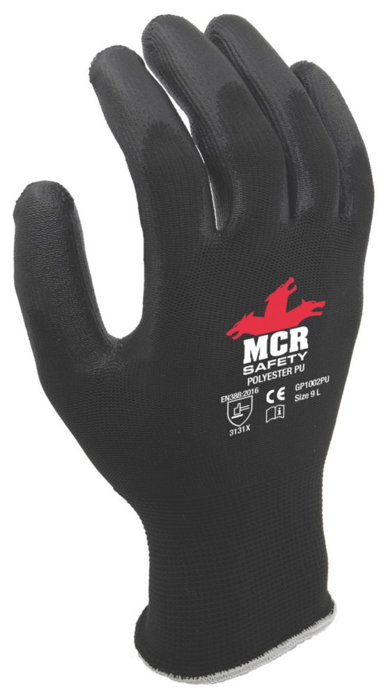 MCR Safety GP1002PU General Handling Gloves Black X Large 1 Pair - Screwfix