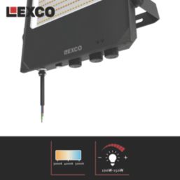 Lexco Secunda Outdoor LED Floodlight With Photocell Black 150W 15,200-20,000lm - Screwfix