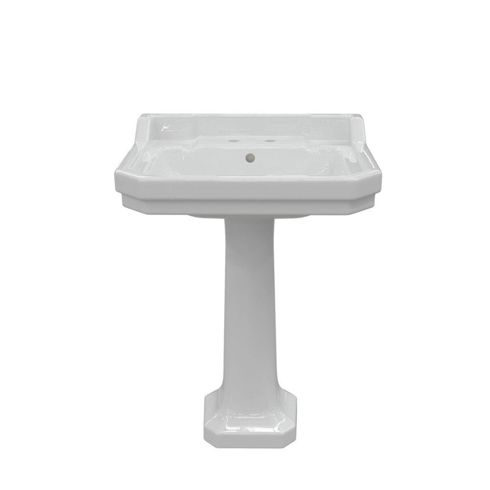 Traditional Basin with Pedestal 2 Tap Holes 600mm - Screwfix