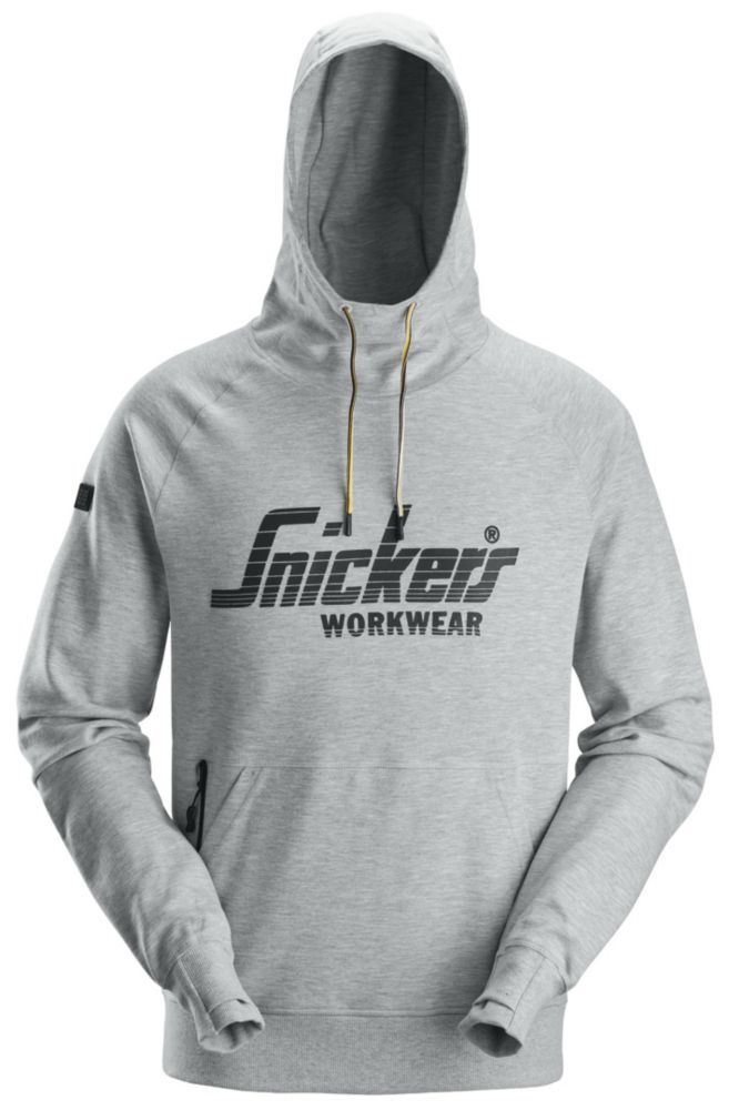 Snickers 2894 Logo Hoodie Grey Melange Medium 39" Chest - Screwfix