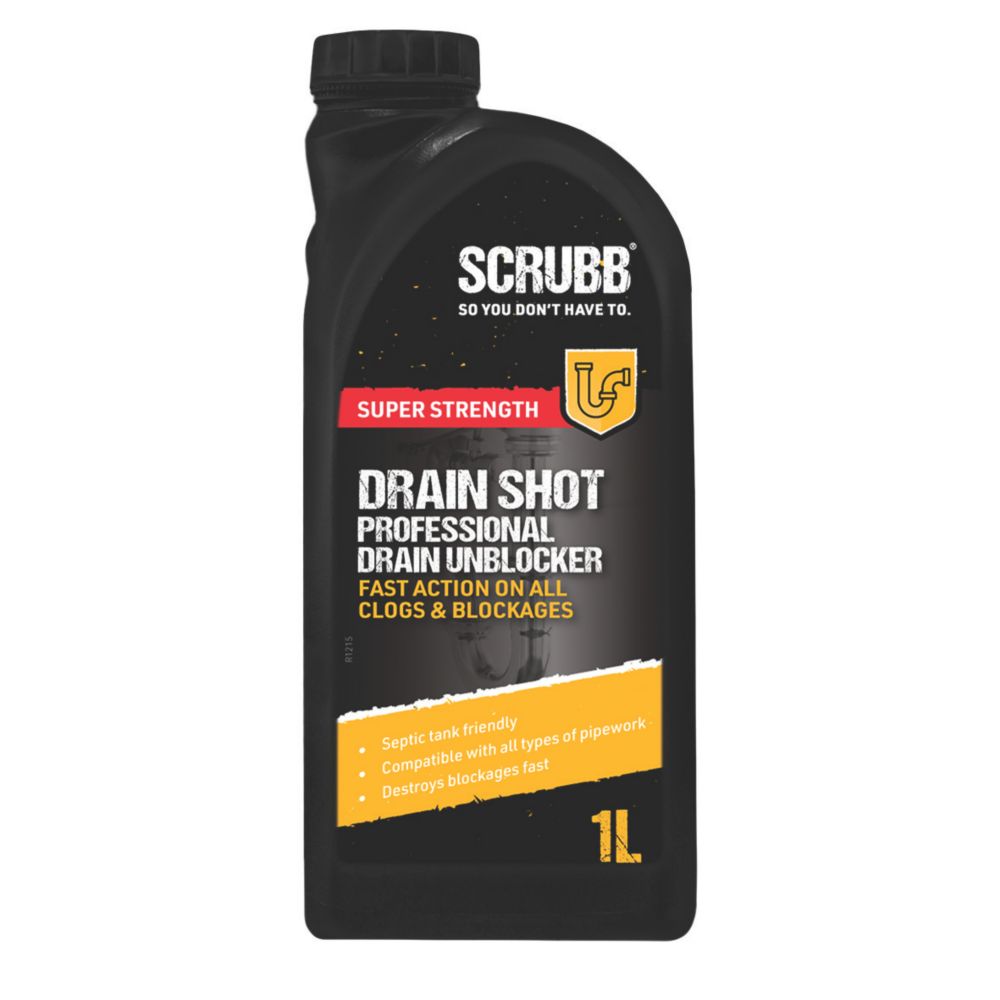 Scrubb Drain Shot High Strength Drain Unblocker 1Ltr - Screwfix