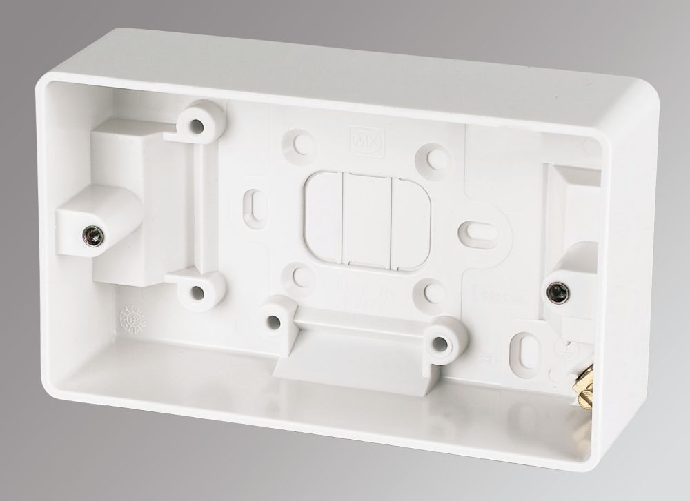 MK Logic Plus 2-Gang Surface Pattress Back Box 44mm - Screwfix