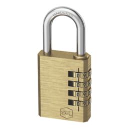 Smith & Locke Closed Shackle Combination Padlock Brass 50mm - Screwfix