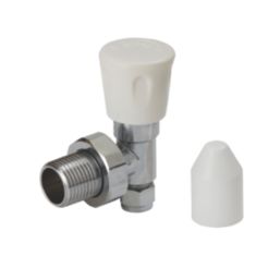 Flomasta 8mm x 21mm White/Chrome Angled Modern Manual Radiator Valve ...