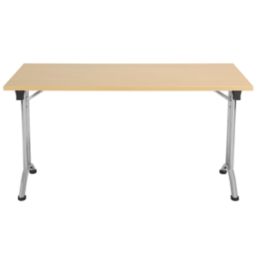 TC Group One Union Rectangular Folding Table Nova Oak/Silver 1400mm x ...