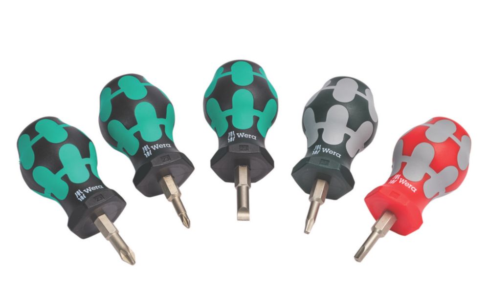 Wera (3) Mixed Stubby Screwdriver Set 5 Pcs - Screwfix