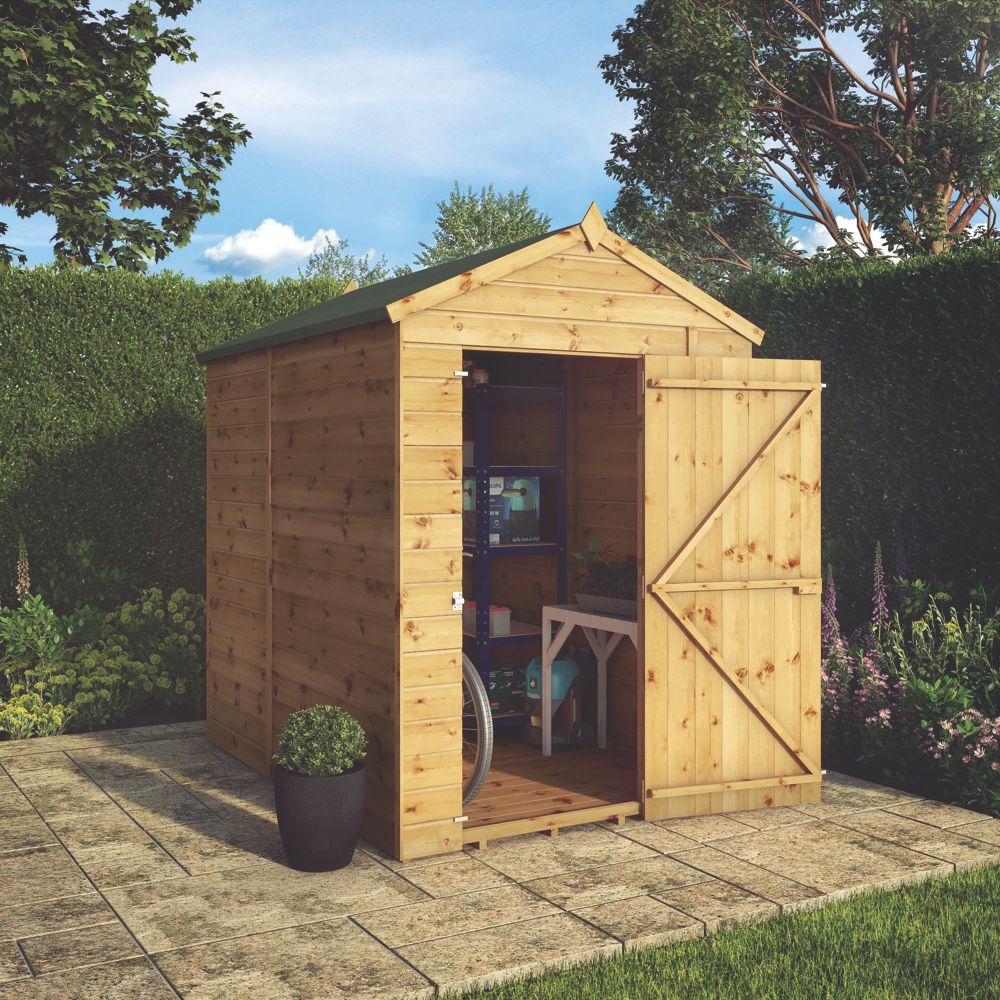Mercia Modular 5' x 7' (Nominal) Apex Shiplap T&G Timber Shed - Screwfix
