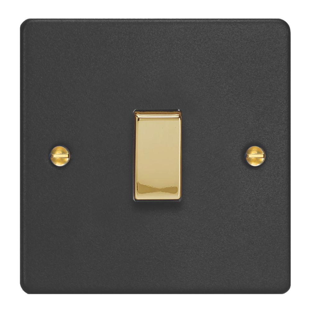 Varilight 10A 1-Gang 2-Way Light Switch Matt Black with Colour-Matched ...