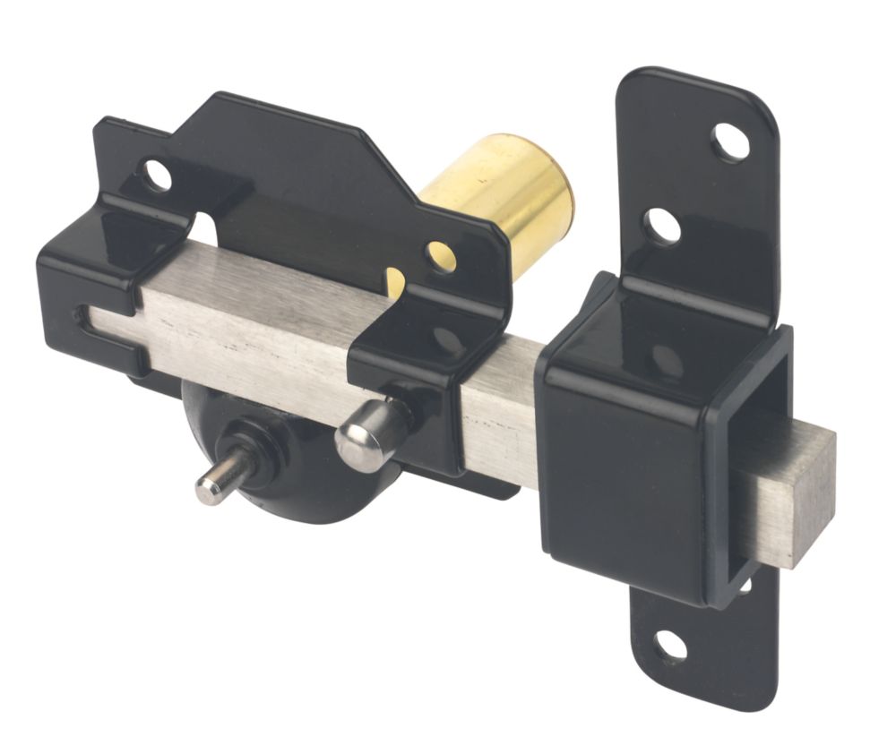 GateMate Black Single Long Throw Lock 70mm 154mm - Screwfix