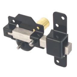 GateMate Black Single Long Throw Lock 70mm 154mm - Screwfix