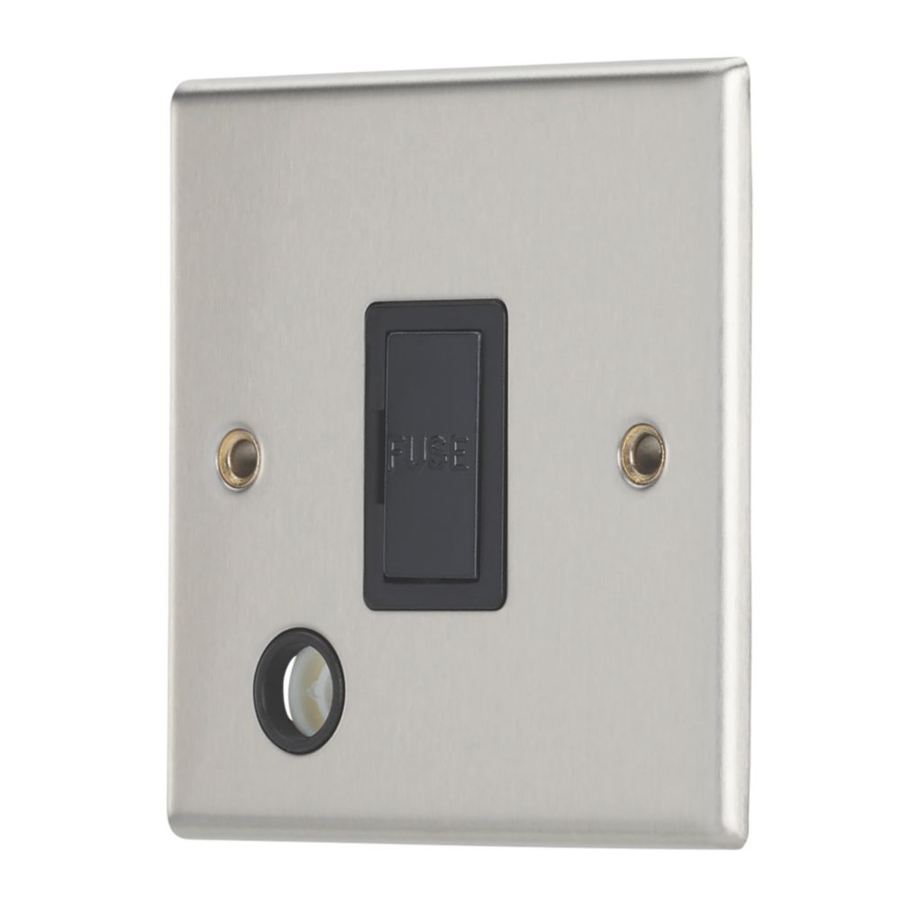 Contactum iConic 13A Unswitched Fused Spur & Flex Outlet Brushed Steel ...