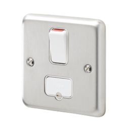 MK Contoura 13A Switched Fused Spur Brushed Stainless Steel with White ...
