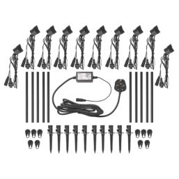 Decca Outdoor LED Spike Light Kit Black 6W 280lm 10 Pack - Screwfix