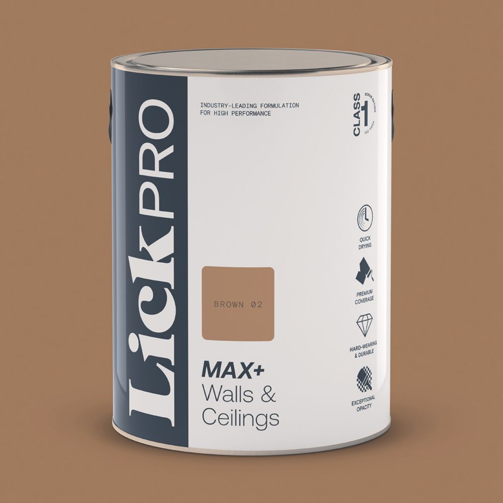 LickPro Max+ 5Ltr Brown 02 Matt Emulsion Paint - Screwfix