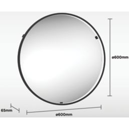 Sensio Aspect Round Bathroom Mirror Matt Black With 2240lm LED Light ...