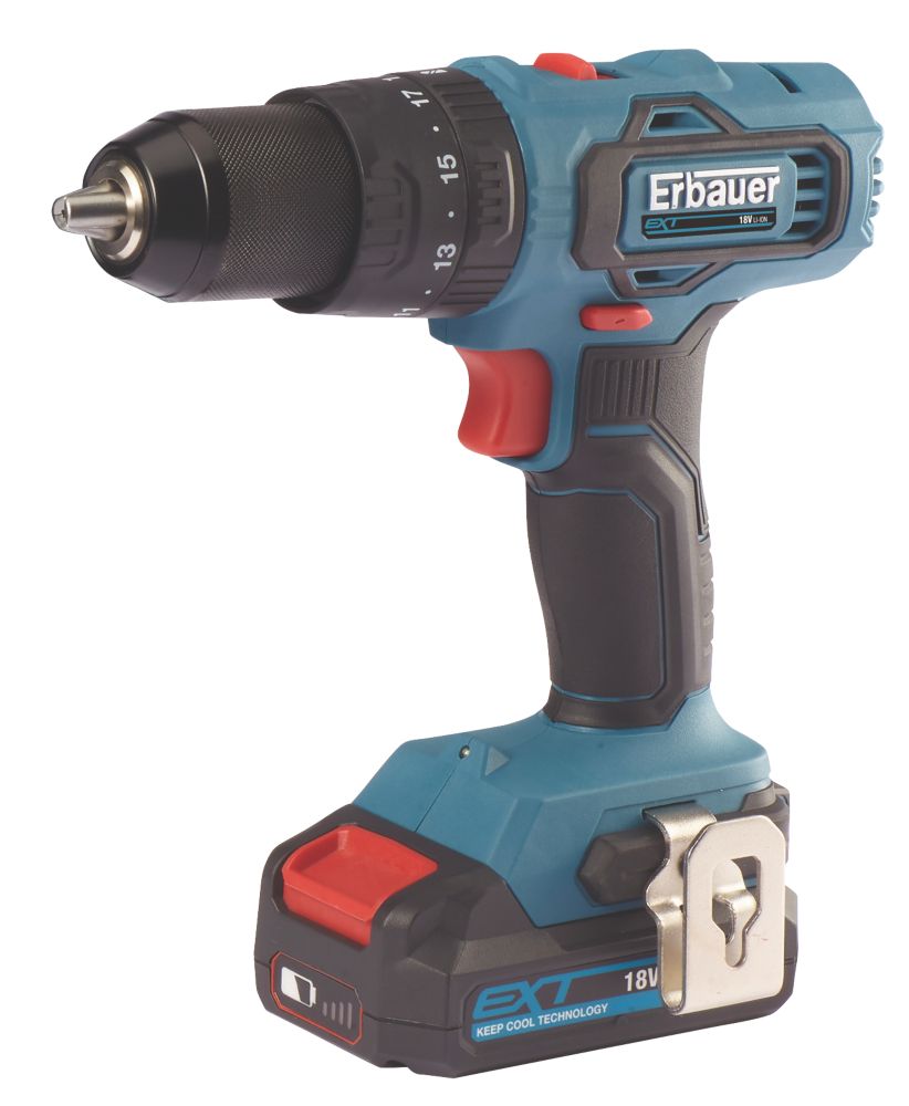 Refurb Erbauer EBCD18Li-2 18V 2 x 2.0Ah Li-Ion EXT Cordless Combi Drill ...