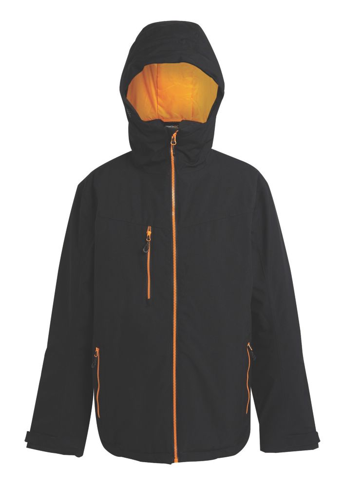 Regatta Navigate 100% Waterproof Jacket Black/Orange Pop 2X Large Size ...