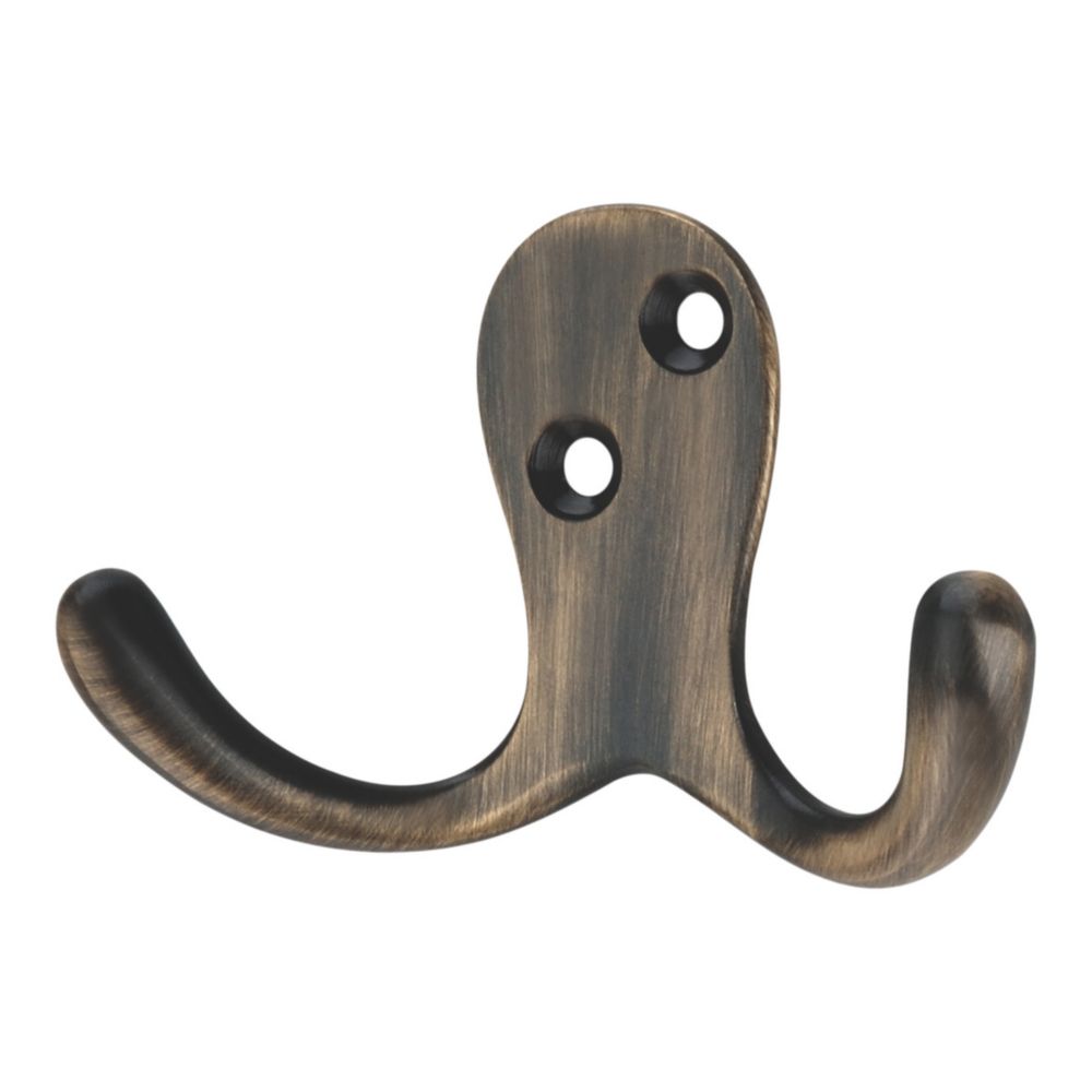 Essentials Double Hooks Gold 70mm 5 Pack - Screwfix