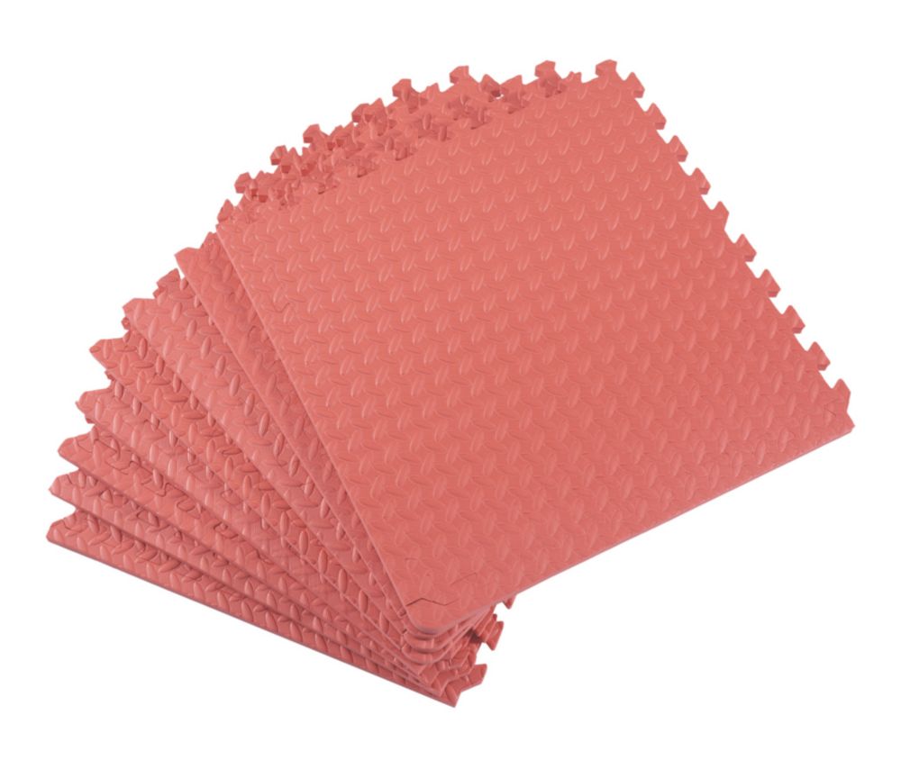 Essentials Interlocking Floor Tiles Red 20mm 8 Pack - Screwfix