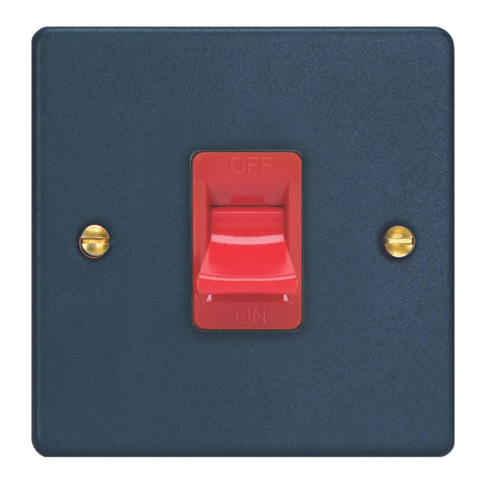Varilight 45A 1-Gang 2-Pole Cooker Switch Midnight Blue - Screwfix