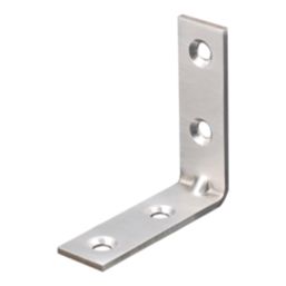 Essentials Corner Brackets Silver 40mm x 40mm x 16mm 4 Pack - Screwfix
