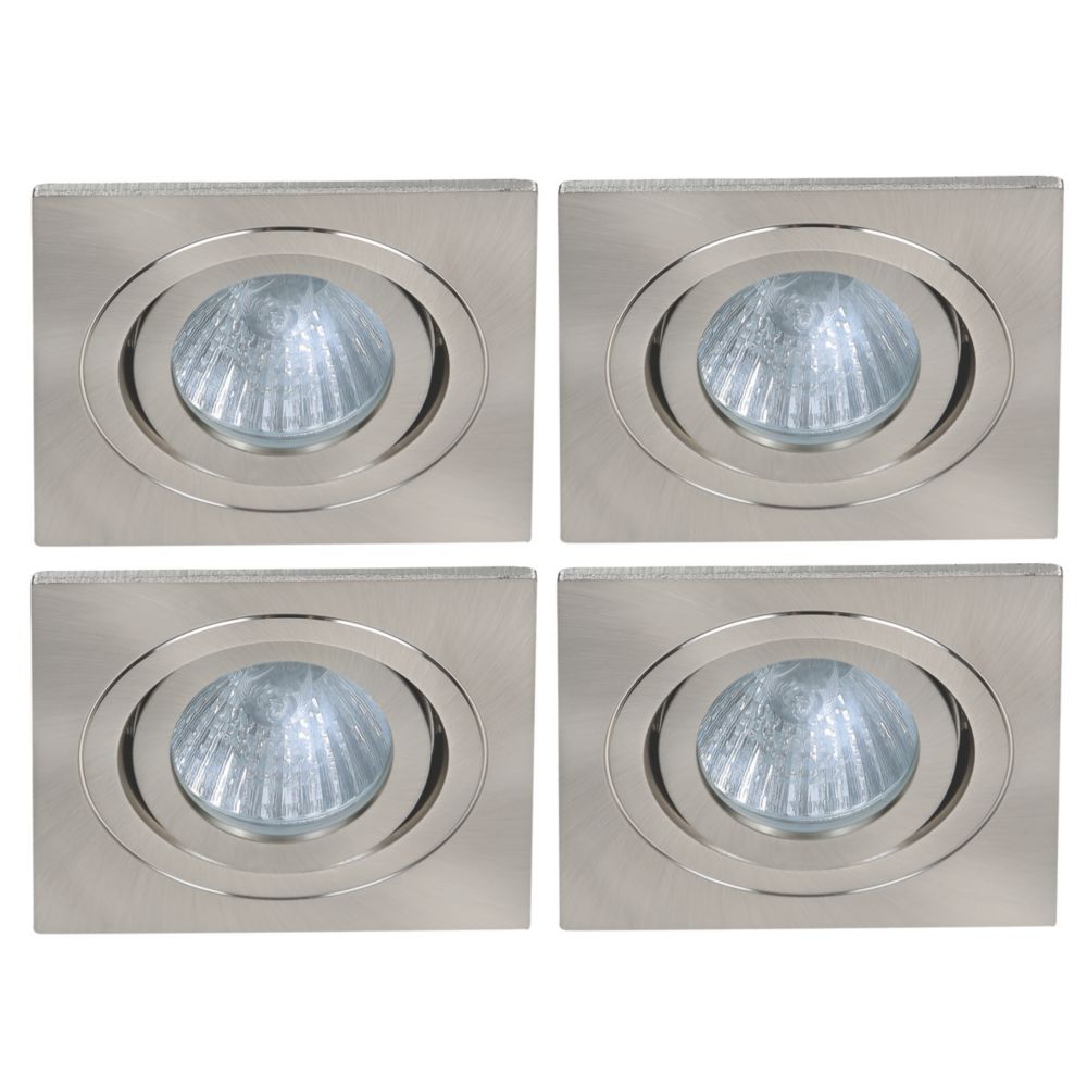 Spa Cali Adjustable Square Downlights Satin Nickel 4 Pack - Screwfix