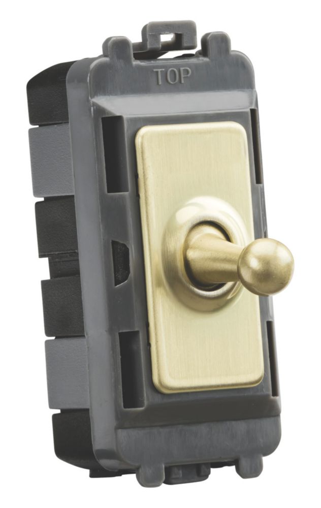 Knightsbridge 20AX Grid Intermediate Toggle Switch Brushed Brass - Screwfix