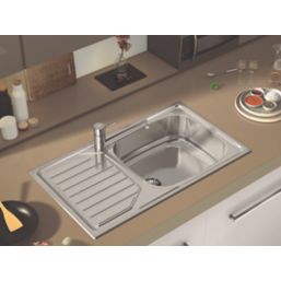 Clearwater OKIO 1 Bowl Stainless Steel Kitchen Sink & Drainer Polished ...