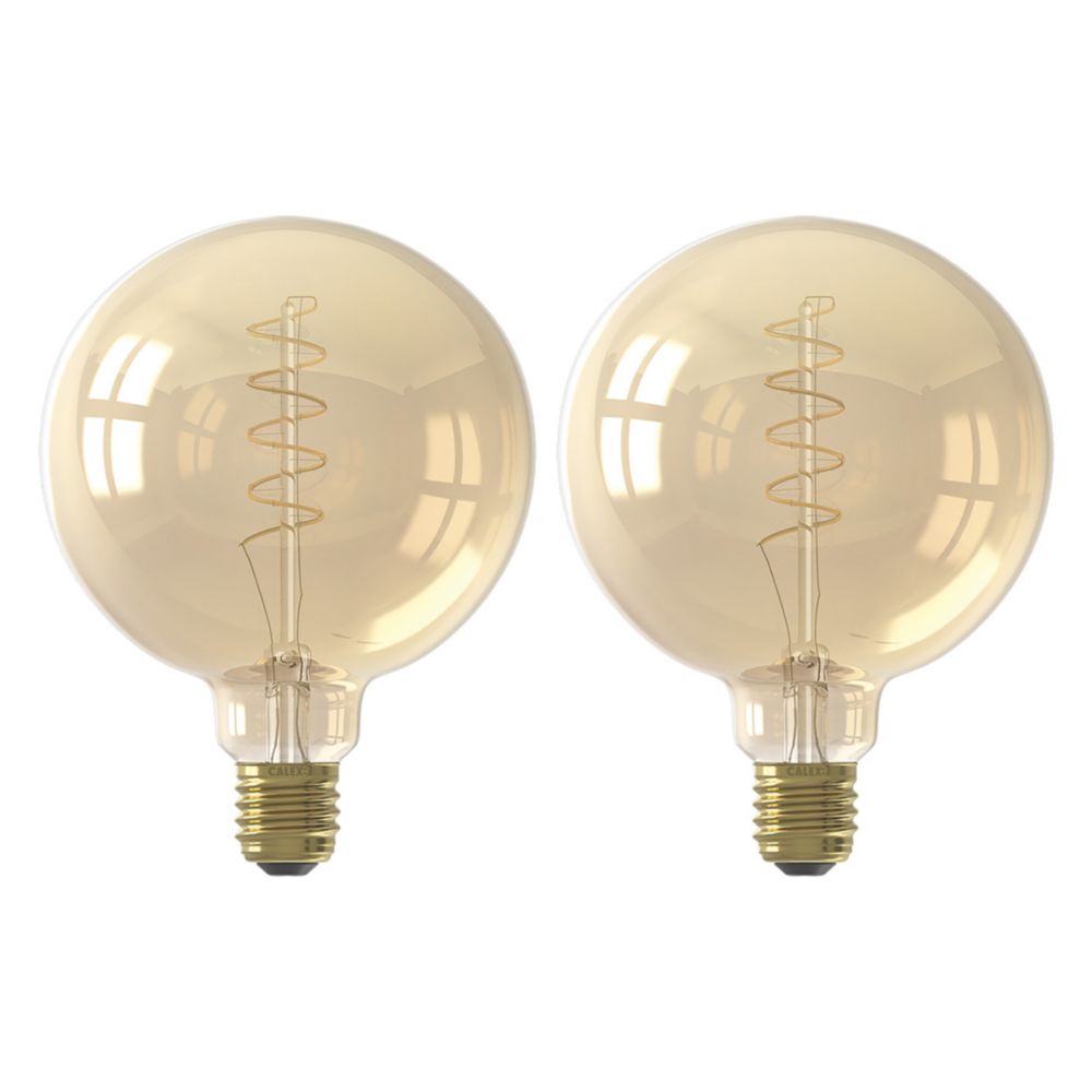 Calex Flex Gold E27 G125 LED Light Bulb 250lm 4W 2 Pack - Screwfix