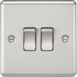 Knightsbridge 10AX 2-Gang 2-Way Light Switch Brushed Chrome - Screwfix