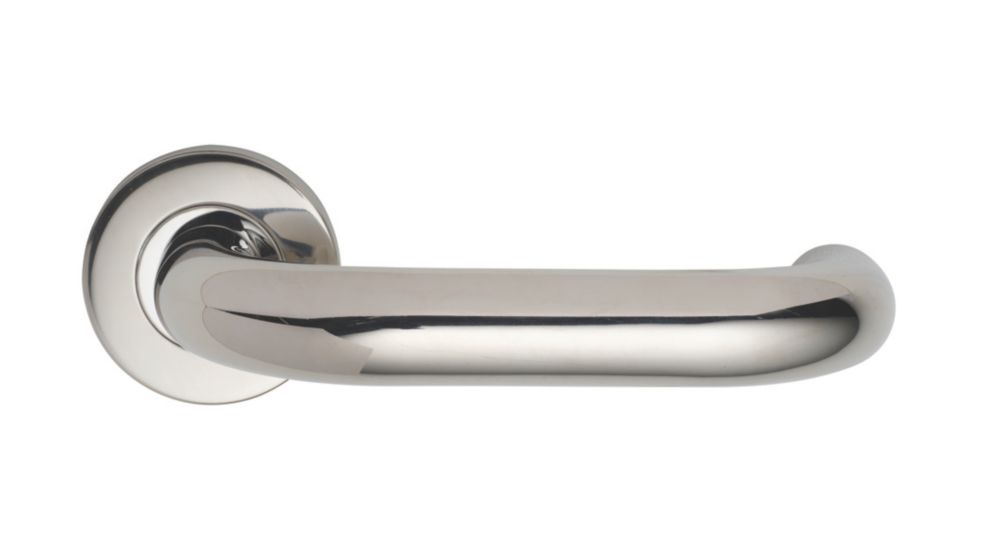 Eurospec Fire Rated Safety Lever on Rose Pair Polished Stainless Steel ...