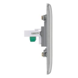 British General Nexus Metal 1-Gang RJ11 Telephone / Data Socket Brushed Steel - Screwfix