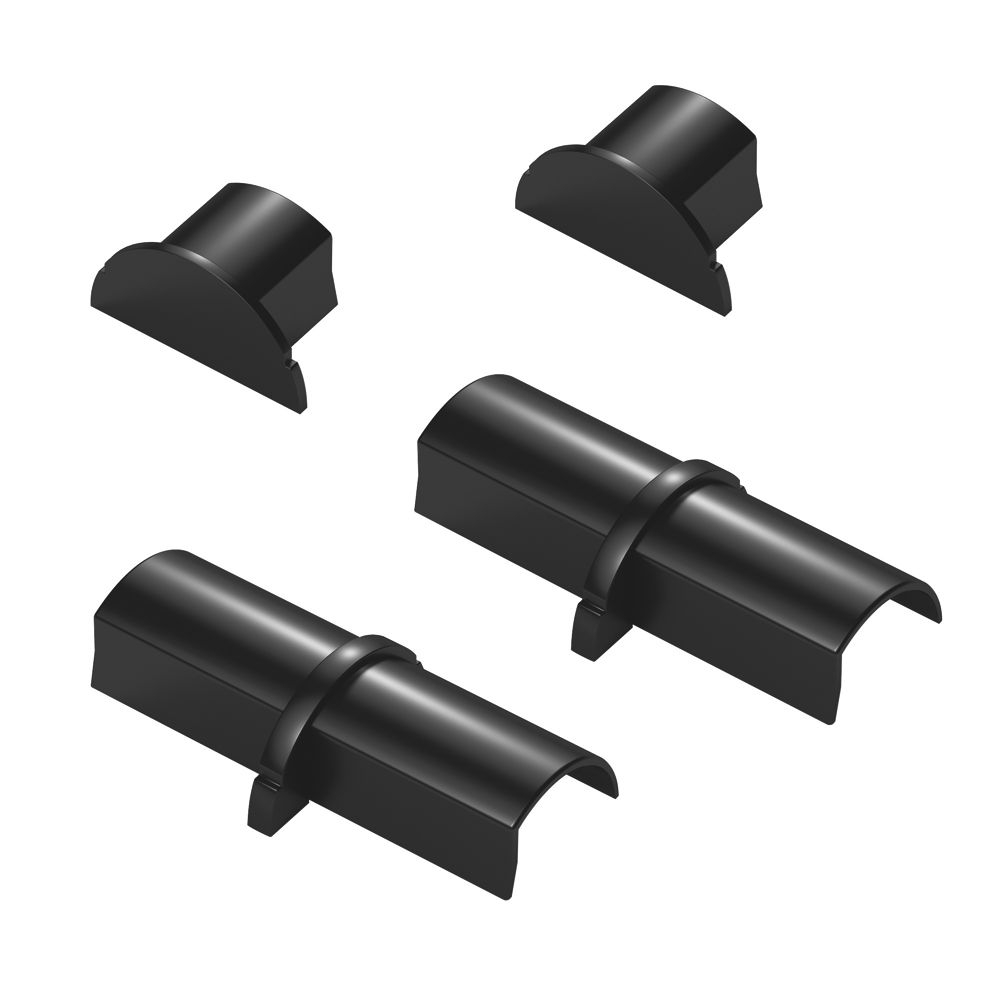 D-Line PVC Black Micro Trunking Connector End Cap Pack 4 Pieces - Screwfix