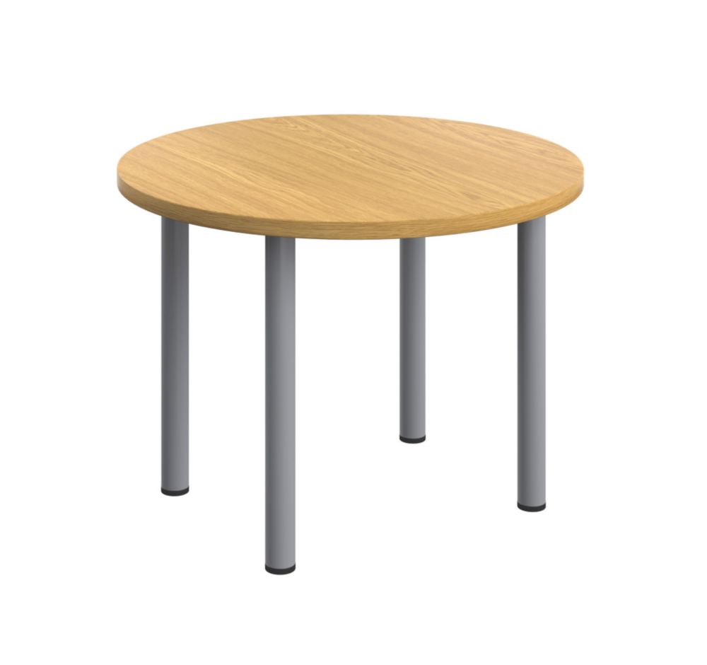 TC Group One Fraction Plus Round Meeting Table Nova Oak/Silver 1000mm x ...