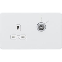 Knightsbridge 13A Key Switch 1-Gang DP Switched Socket Matt White with ...
