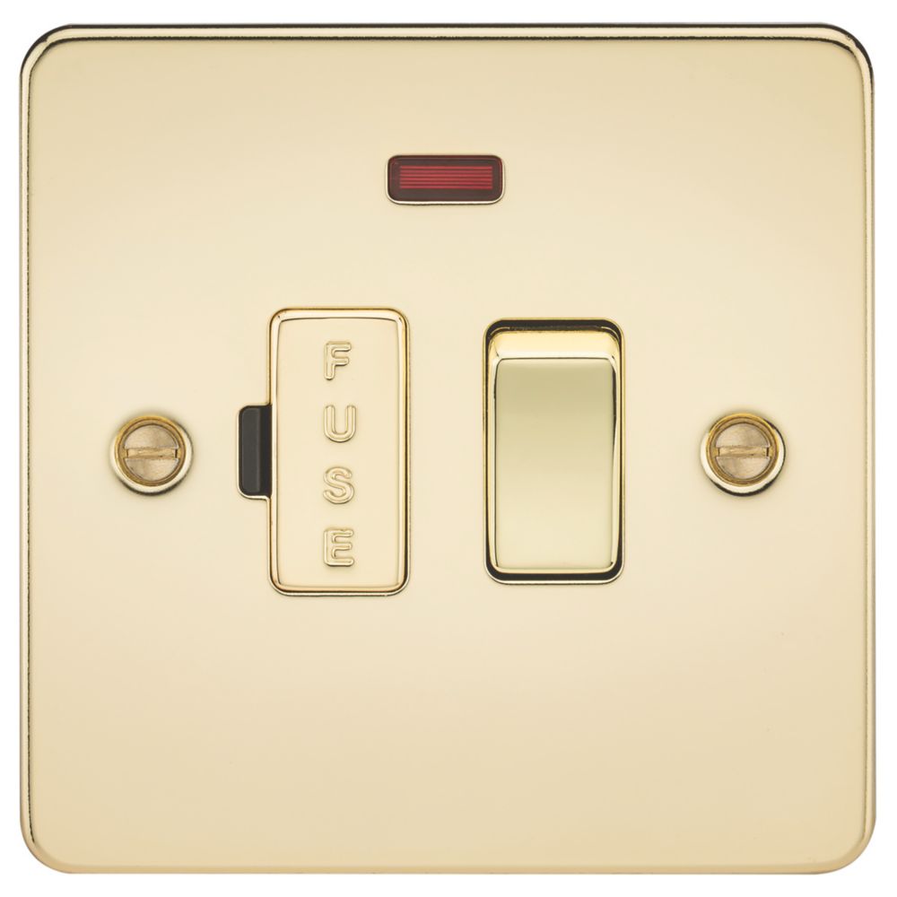 Knightsbridge 13A Switched Fused Spur with LED Polished Brass - Screwfix