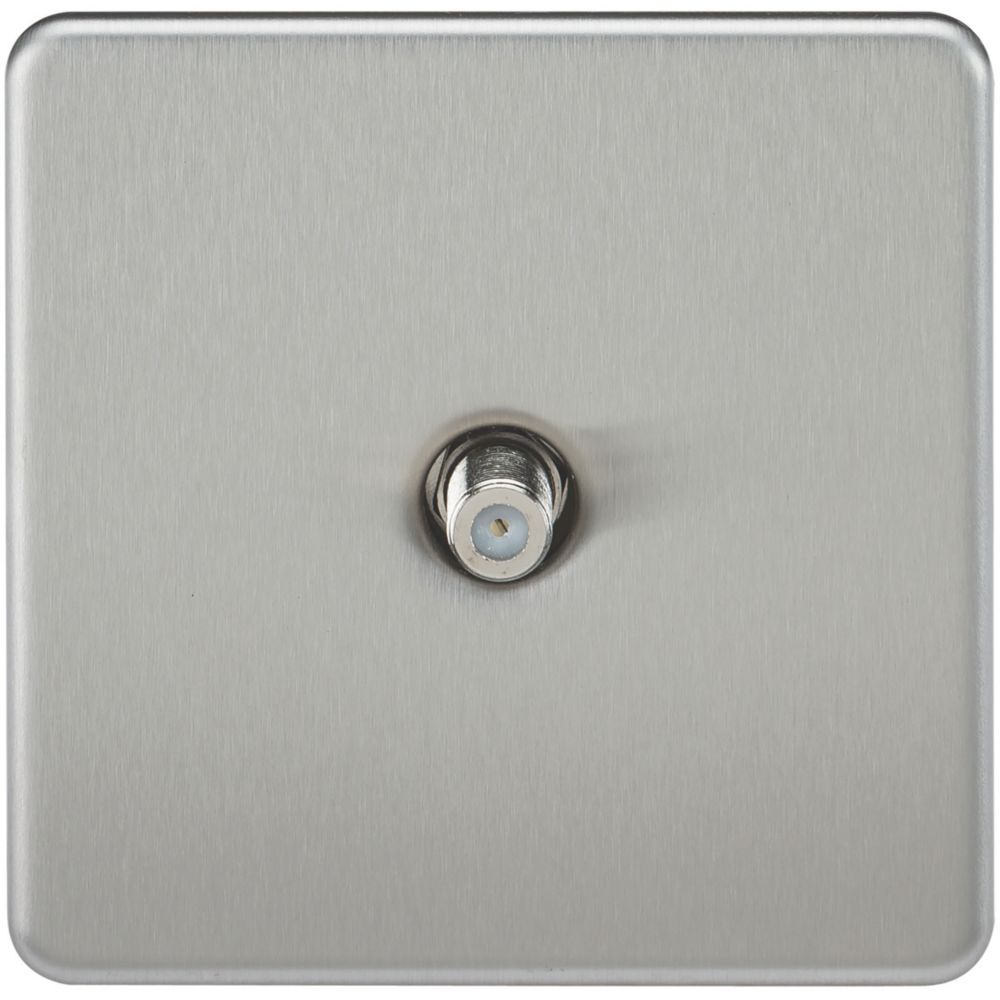 Knightsbridge 1-Gang F-Type Satellite Socket Brushed Chrome - Screwfix
