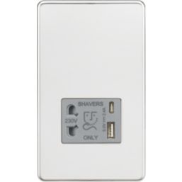 Knightsbridge 2-Gang Single Voltage Shaver Socket+ 2.4A 12W 2-Outlet ...