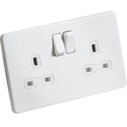 Knightsbridge 13A 2-Gang DP Switched Double Socket Matt White with ...