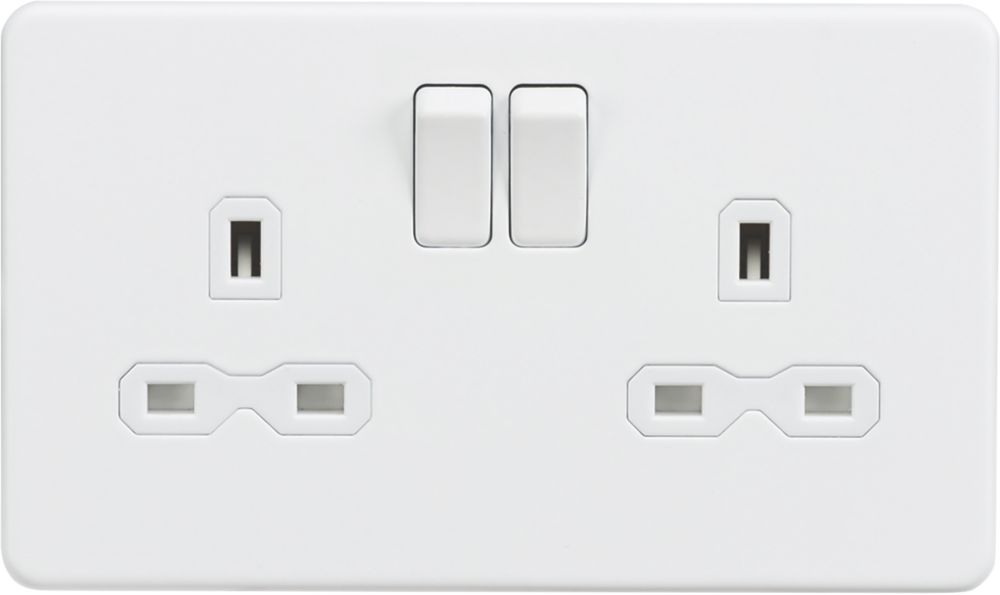 Knightsbridge 13A 2-Gang DP Switched Double Socket Matt White with ... Knightsbridge 13A 2-Gang DP Switched Double Socket Matt White with ...