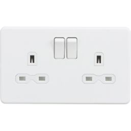 Knightsbridge 13A 2-Gang DP Switched Double Socket Matt White with ...