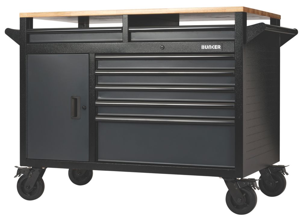 Bunker 14-Drawer Multi-Functional Workbench Roller Tool Cabinet Grey ...