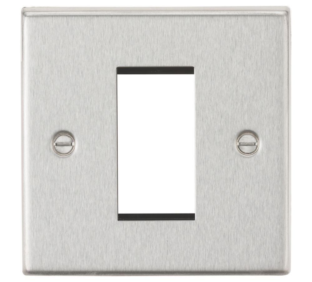 Knightsbridge Raised Square 1-Module Modular Faceplate Brushed Chrome ...