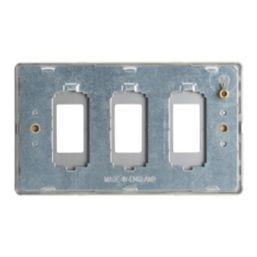 Contactum Lyric 3-Module Grid Faceplate Brushed Brass - Screwfix