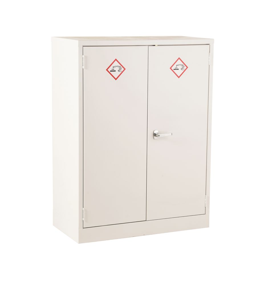 Barton 2-Shelf Acid Cabinet White 915mm x 457mm x 1219mm - Screwfix