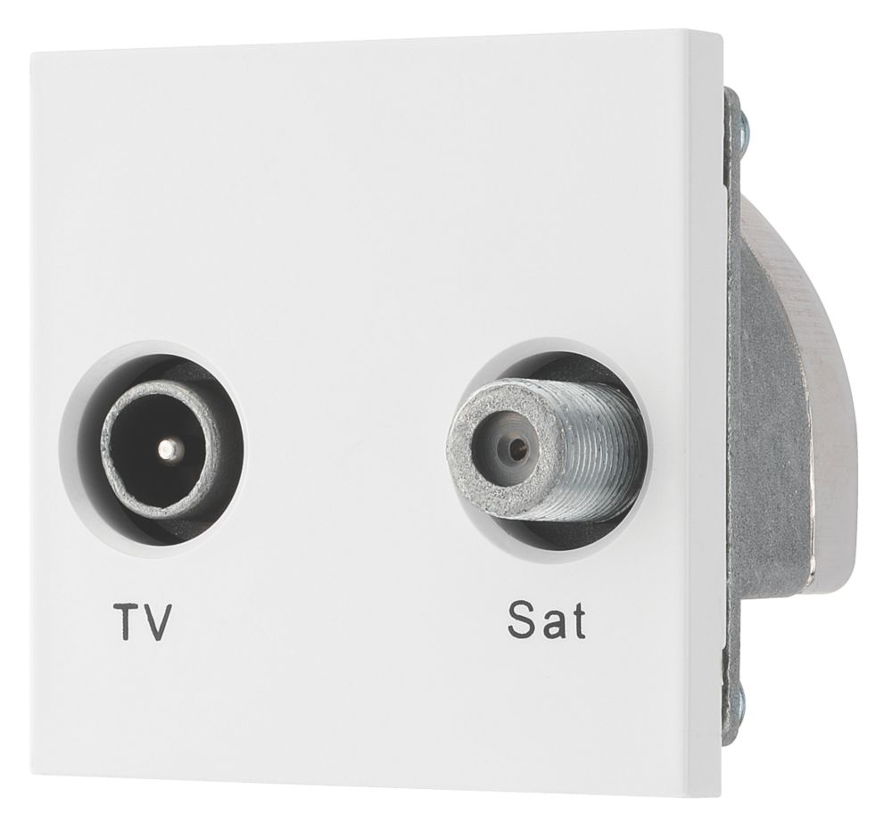 British General Duplex Modular TV & Satellite Socket White - Screwfix