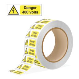 Essentials 'Danger 400V' Electrical Warning Labels 75mm x 25mm - Screwfix