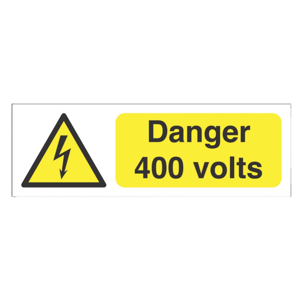 Essentials 'Danger 400V' Electrical Warning Labels 75mm x 25mm - Screwfix