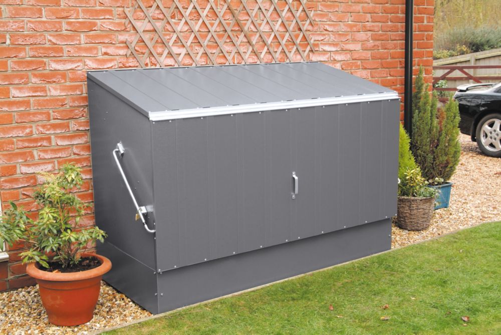 Trimetals 6' 6" x 3' (Nominal) Pent Metal Bike Store with Base ...